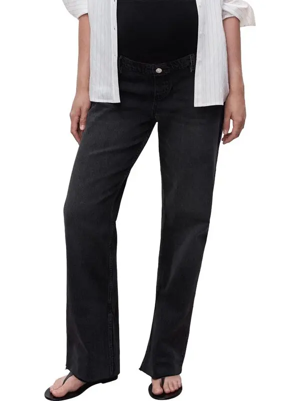 Mango Over-the-bump Straight Leg Maternity Jeans - Black Denim