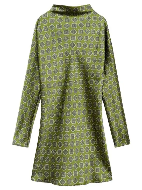Mango Medallion Print Satin Mini Dress - Green