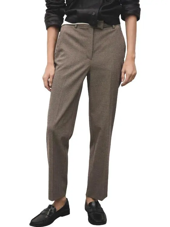 Mango Pinstriped Ankle Trousers - Light Heather Grey