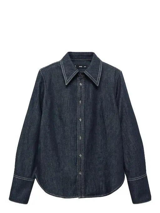 Mango Seam Denim Shirt - Open Blue