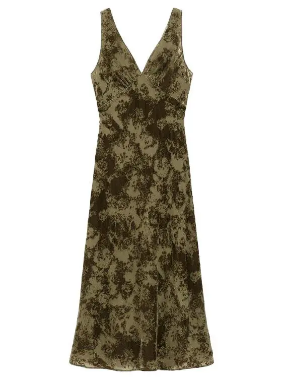 Mango Floral Burnout Sleeveless Maxi Dress - Pastel Green