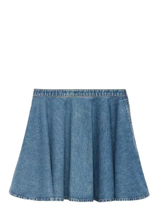 Mango Pleated Denim Mini Skirt - Medium Blue