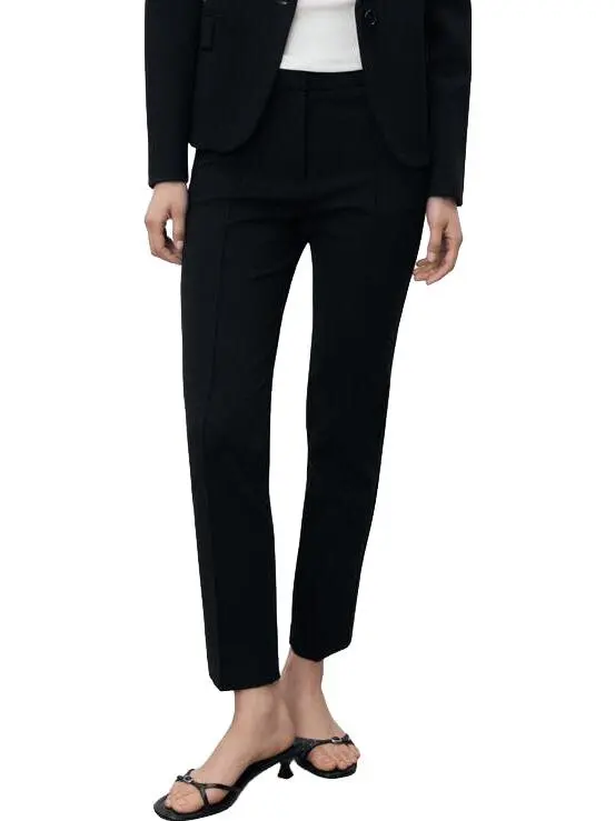 Mango Straight Leg Trousers - Black