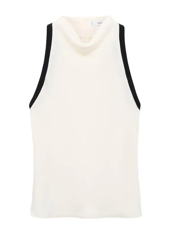 Mango Drape Collar Sleeveless Top - Ecru