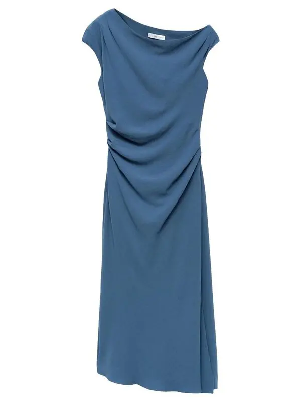 Mango Asymmetrical One-shoulder Midi Dress - Blue