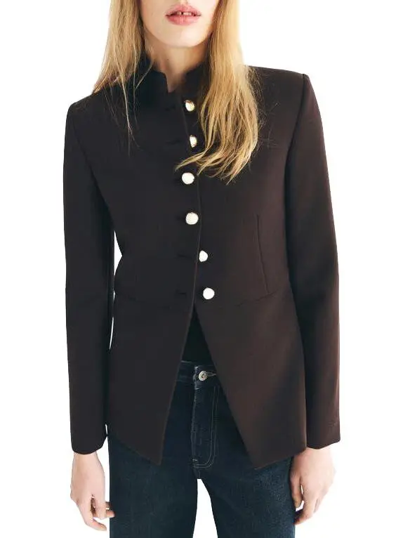 Mango Button Front Jacket - Brown