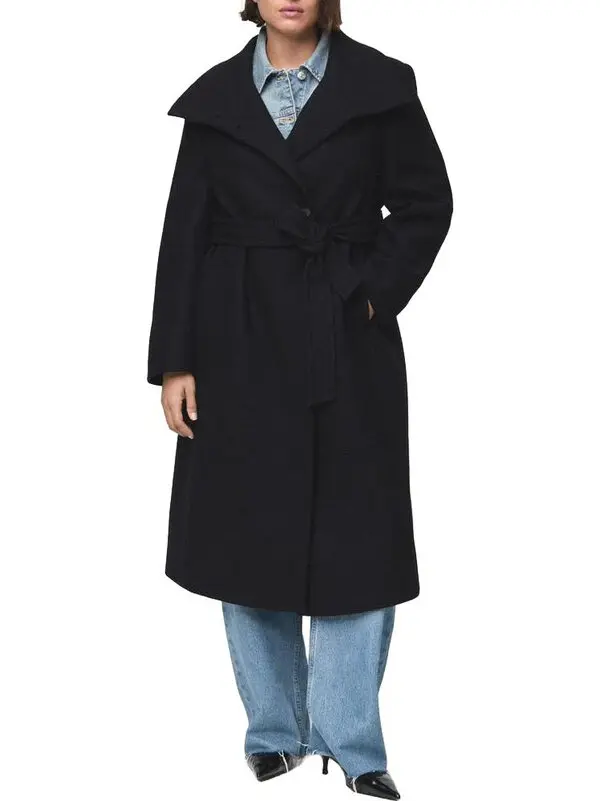 Mango Manteco Virgin Wool-blend Coat - Black