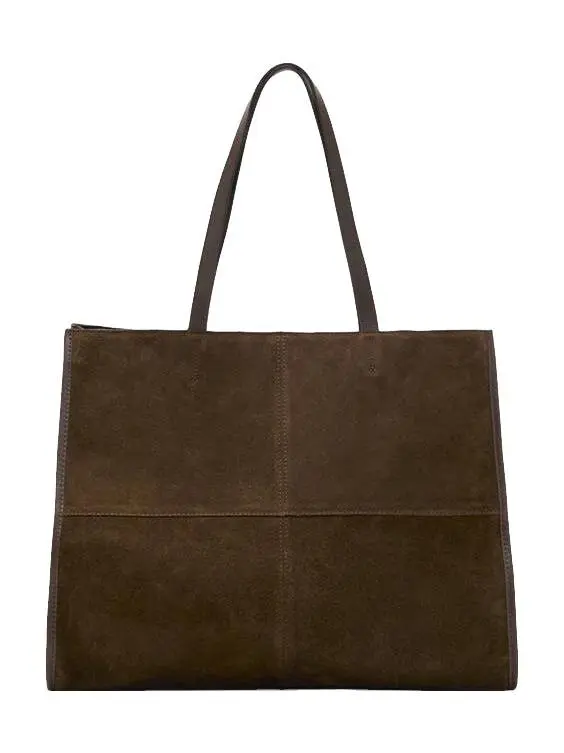 Mango Suede Shopper Bag - Chocolate