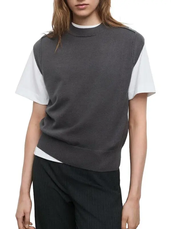 Mango Seam Detail Sweater Vest - Charcoal