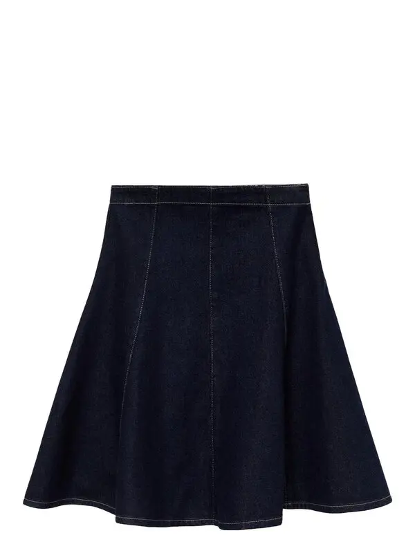 Mango Pleated A-line Denim Skirt - Open Blue
