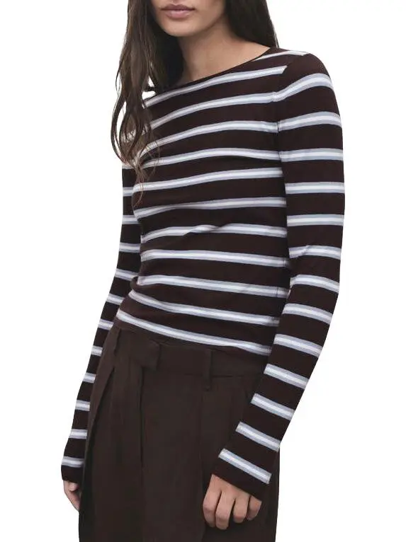 Mango Stripe Jersey Top - Chocolate