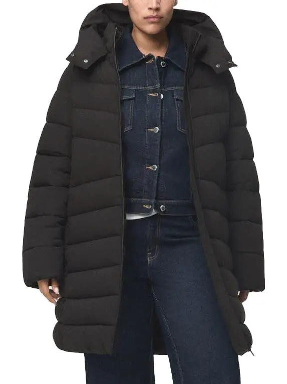 Mango Quilted Puffer Coat - Black