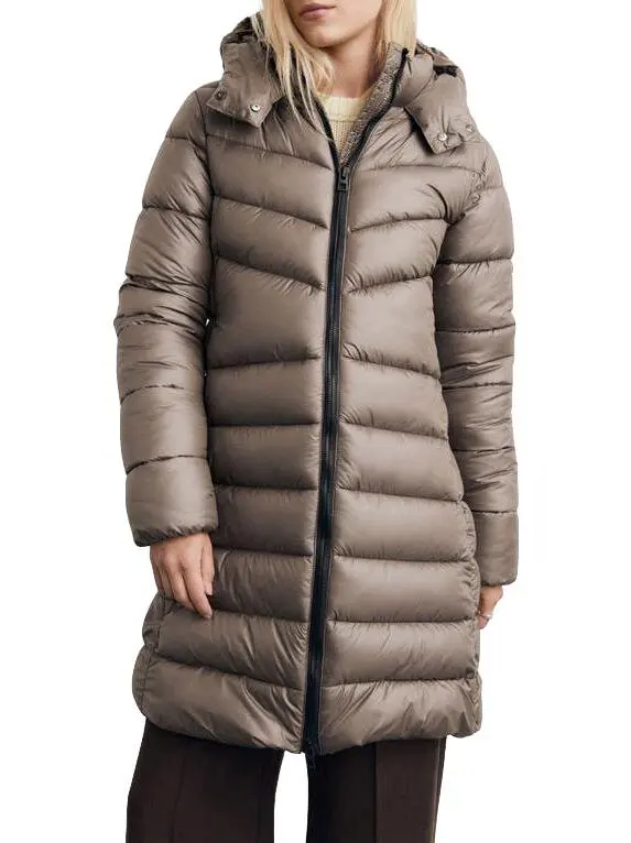 Mango Quilted Puffer Coat - Medium Brown