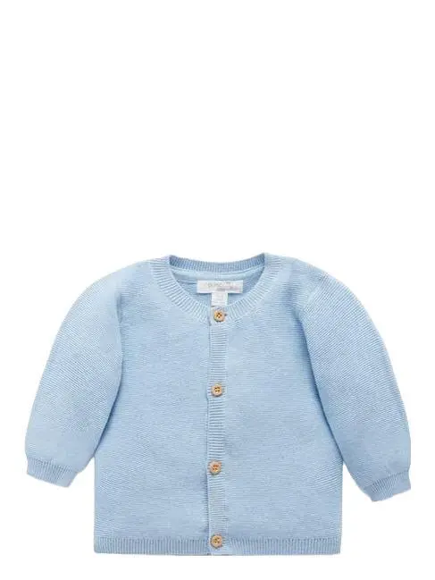 PUREBABY Textured Knit Cardigan - Blue Melange