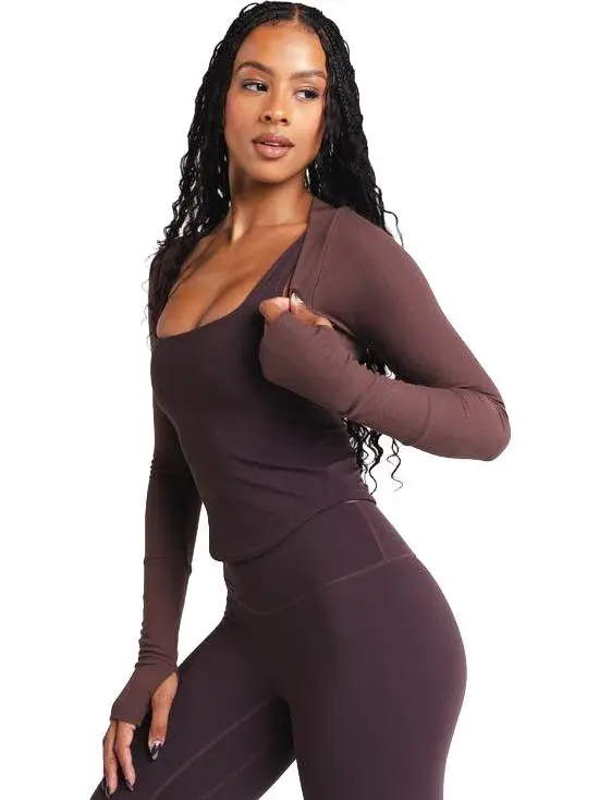 VITALITY Ribbed Shrug - Cocoa
