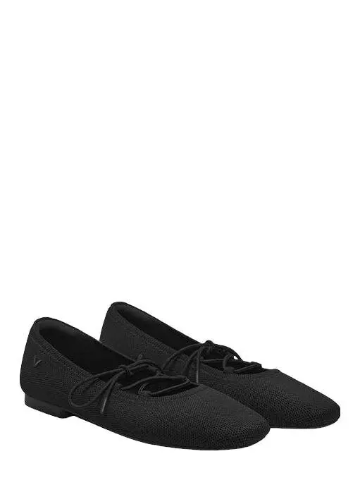 Vivaia Miley Square-toe Lace-up Ballet Flats - Black