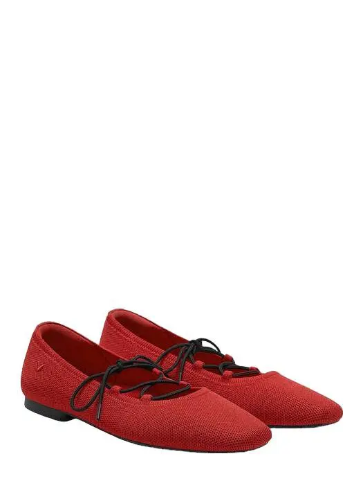 Vivaia Miley Square-toe Lace-up Ballet Flats - Ruby Red