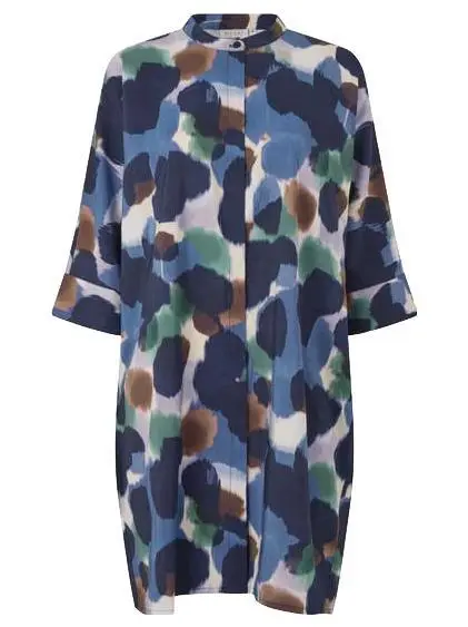 MASAI COPENHAGEN Printed Round Neck Midi Dress - Navy Blazer