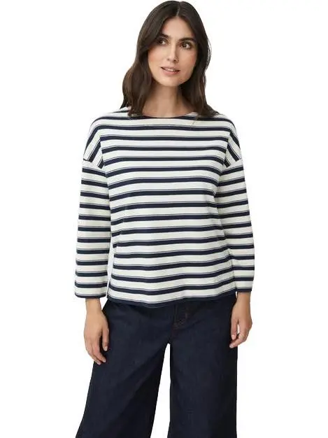 MASAI COPENHAGEN Mabeannie Striped Cotton Top - Navy Blazer