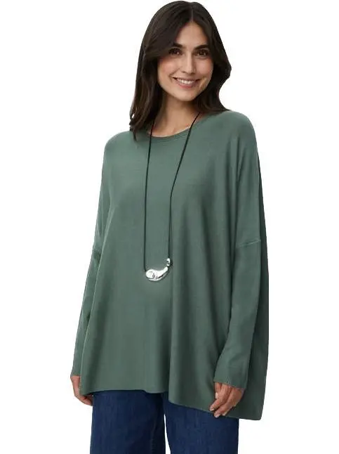 MASAI COPENHAGEN Long Sleeve Round Neck Knit Sweater - Duck Green