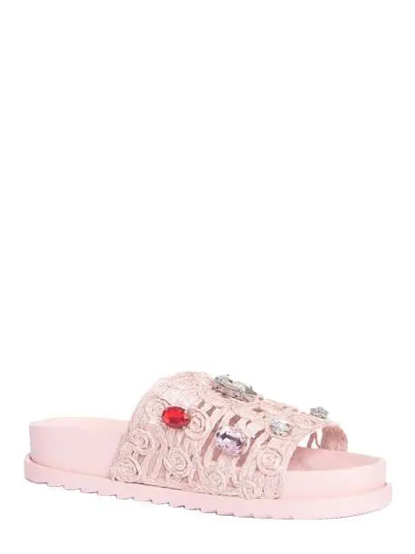 LAUREN LORRAINE Rose Appliqué Sandals - Pink