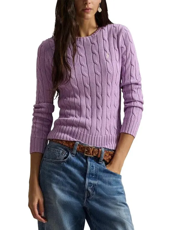 Polo Ralph Lauren Julianna Pima Cotton Cable-knit Crewneck Sweater - Bright Aster