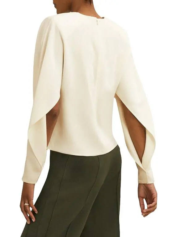 REISS ATELIER Luella Split Sleeve Top - Cream