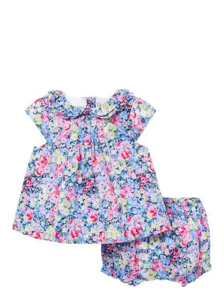 Janie And Jack Floral Ruffle Collar Matching Set - Blue