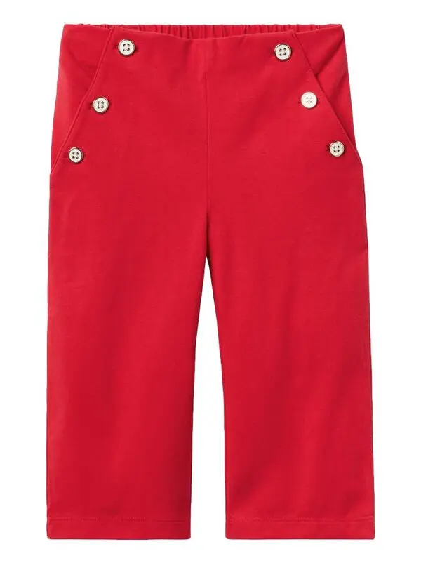 Janie And Jack Wide Leg Button Pant - Red