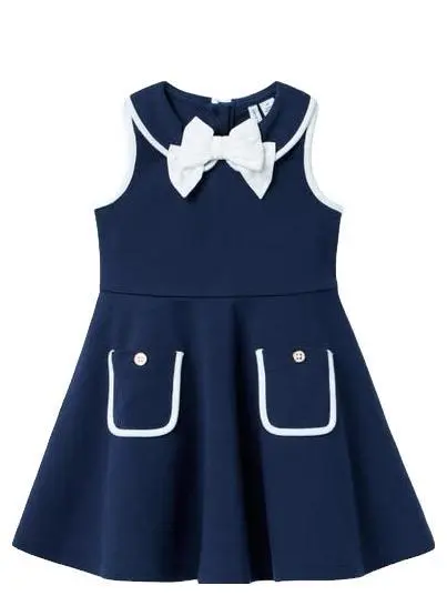 Janie And Jack Bow Ponte Dress - Blue