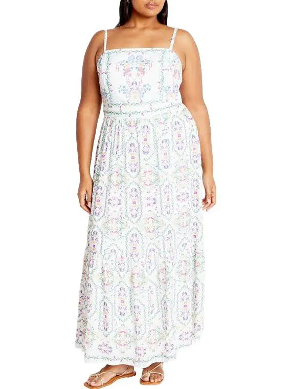 City Chic Mira Sleeveless Maxi Dress - Print