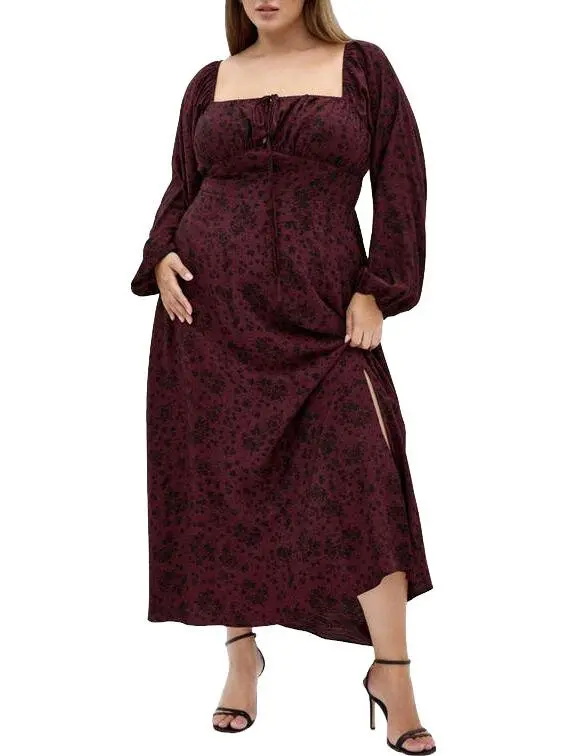 City Chic Abbigail Long Sleeve Floral Print A-line Dress - Cherry Ditsy