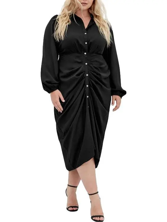 City Chic Lianna Long Sleeve Dress - Black