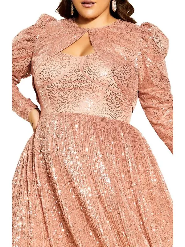 City Chic Camila Sequin And Satin Bolero - Gold