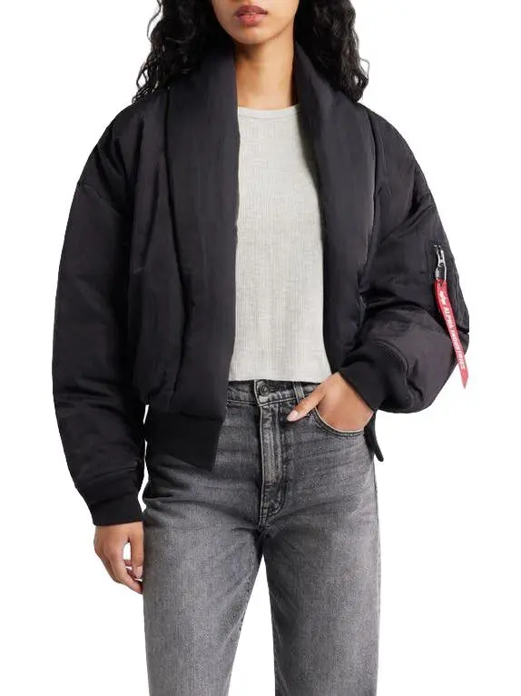 Alpha Industries Shawl Collar Down Flight Jacket - Black
