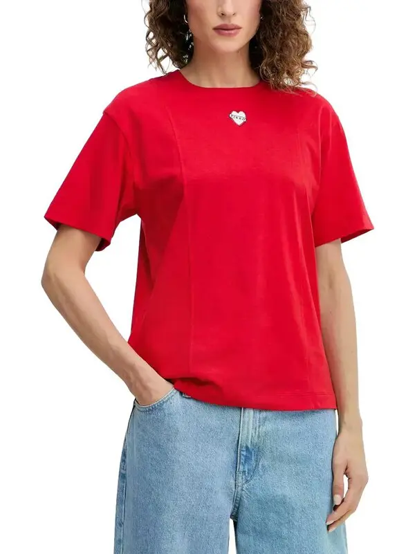 Pinko Heart-embroidery T-shirt - Red