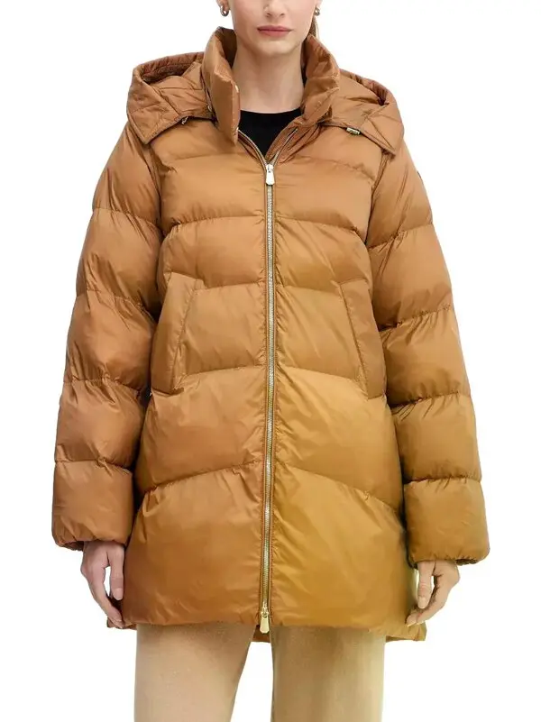 Pinko Hooded Quilted Jacket - Orange