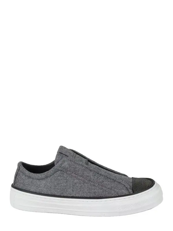 Brunello Cucinelli Embellished Slip-on Sneakers - Grey