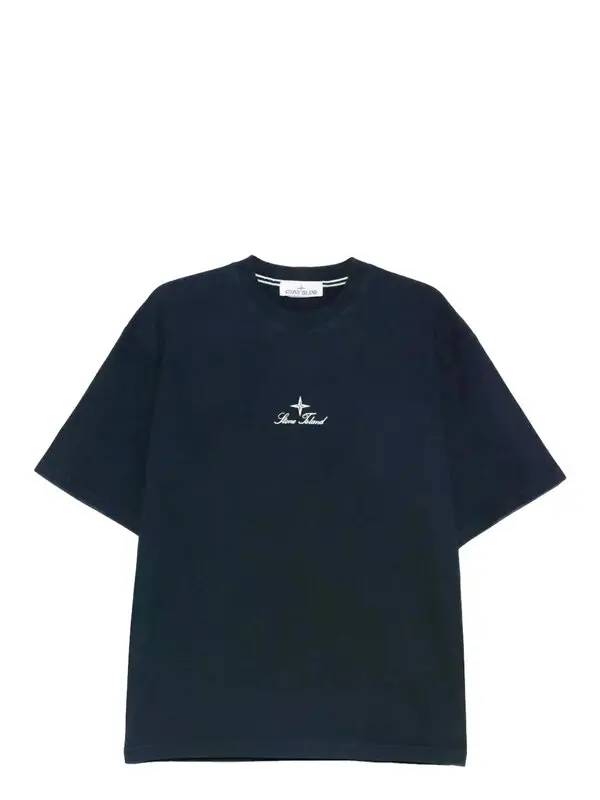 Stone Island Logo-embroidered Crew-neck T-shirt - Blue