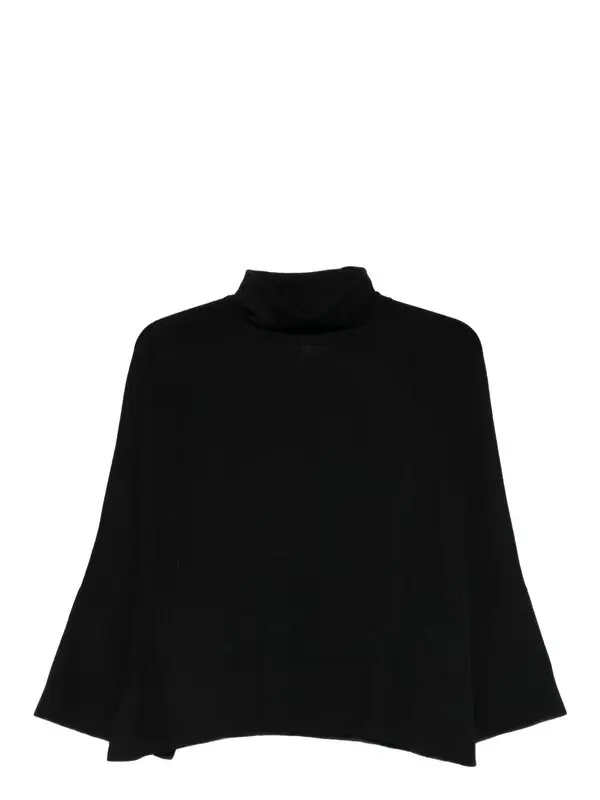 PSOPHIA Roll-neck Panelled Sweater - Black