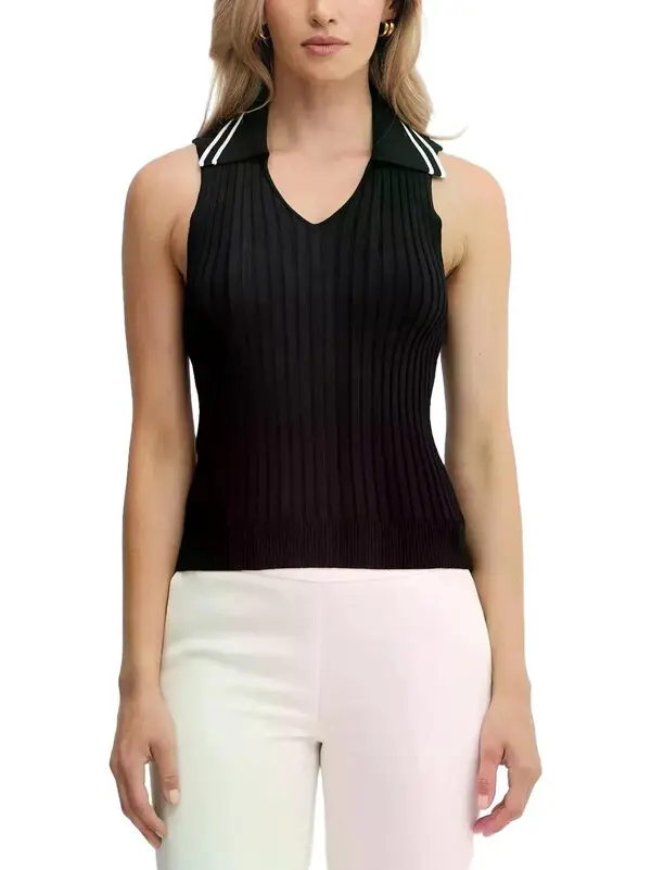 Pinko Ribbed Collar Top - Black