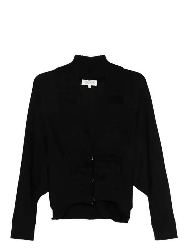 PSOPHIA Ribbed Buttoned Cardigan - Black