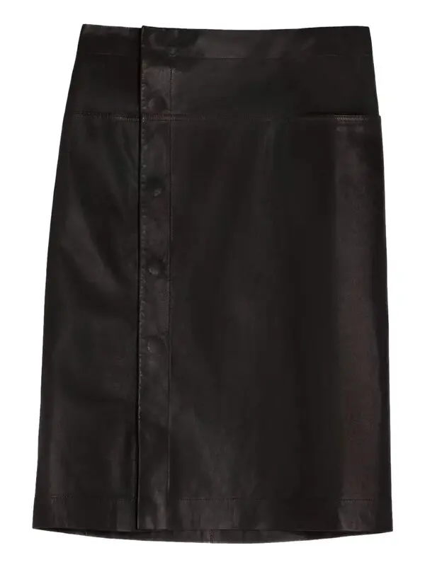 LEMAIRE Snap-fastening Leather Skirt - Black
