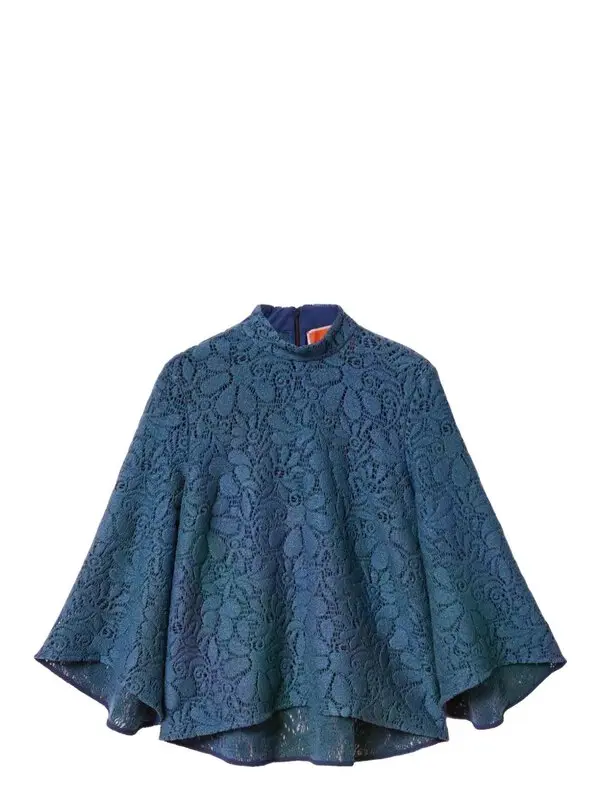 La DoubleJ Floral-pattern Lace Blouse - Blue