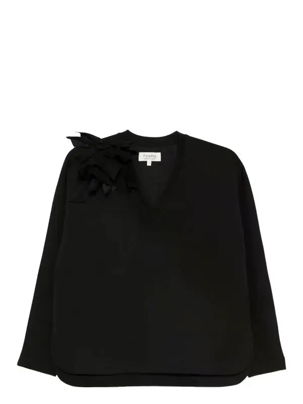 PSOPHIA Bow-appliqué Blouse - Black