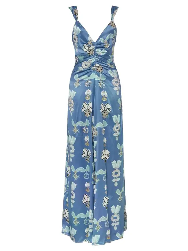 TEMPERLEY LONDON Reina Sleeveless Silk Maxi Dress - Blue