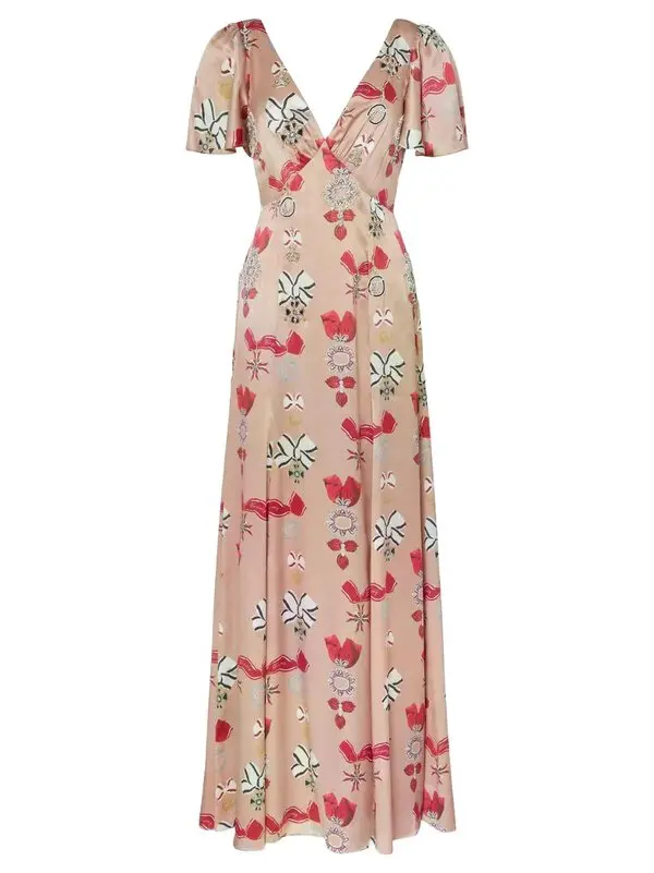 TEMPERLEY LONDON Reina Embellished Printed Silk Gown - Pink