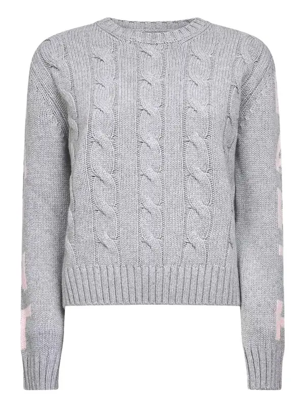 MC2 SAINT BARTH Cable-knit Jacquard Lettering Sweater - Grey