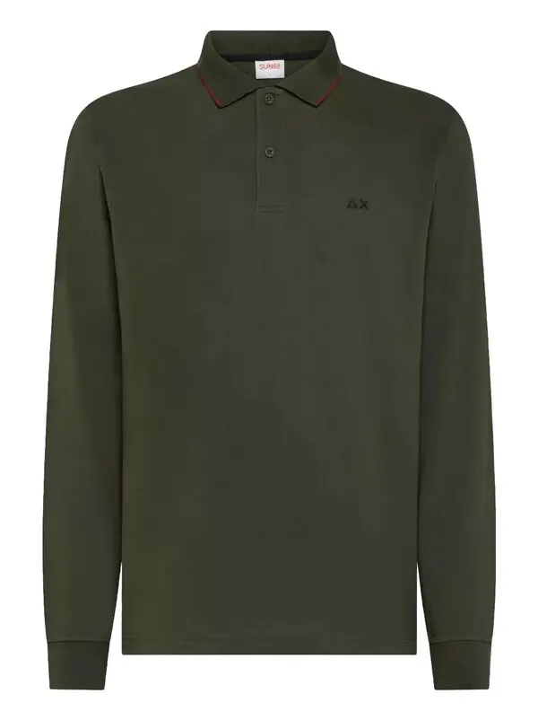 SUN 68 Long-sleeve Logo Polo Shirt - Green