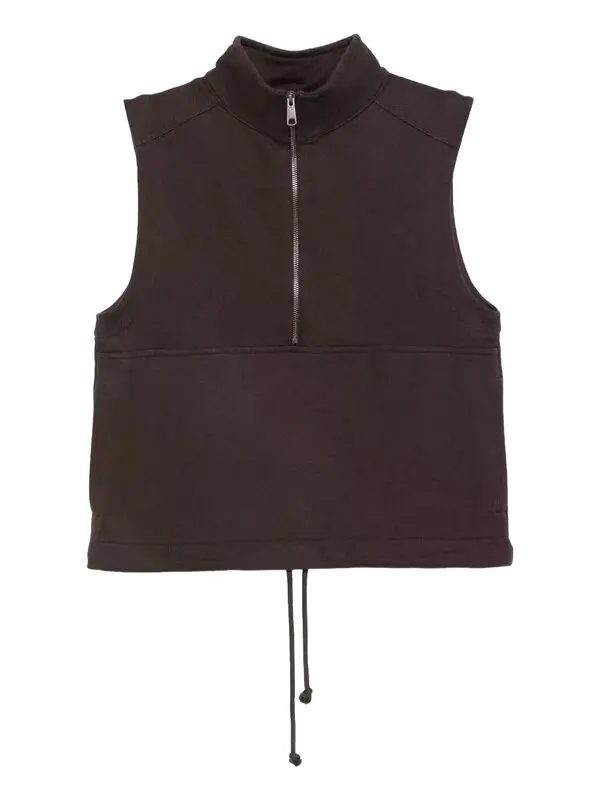 MARGARET HOWELL Half-zip Sleeveless Top - Brown